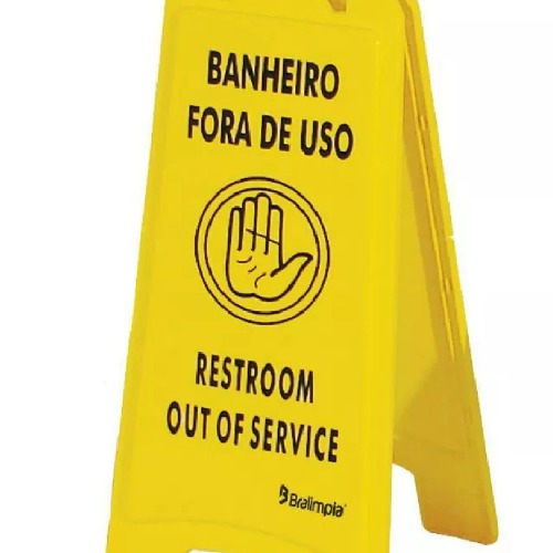 Cavalete de sinalização banheiro fora de uso 6 peças - MVPL2002 - Bralimpia